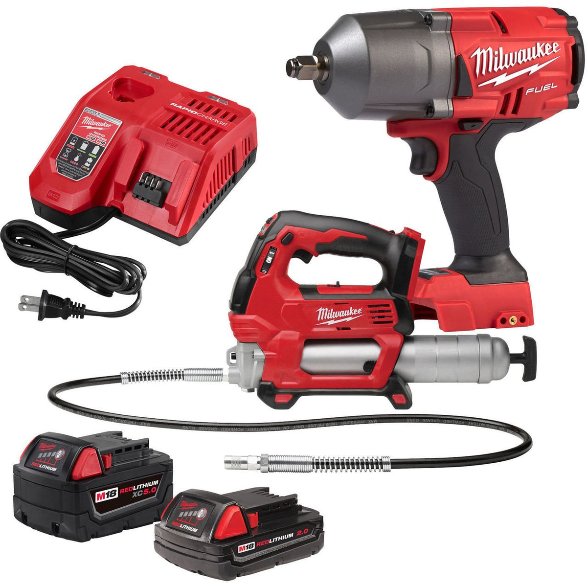 Milwaukee M18 Fuel 1/2" High-Torque Impact w/Free Grease Gu, Chrome (2 ...