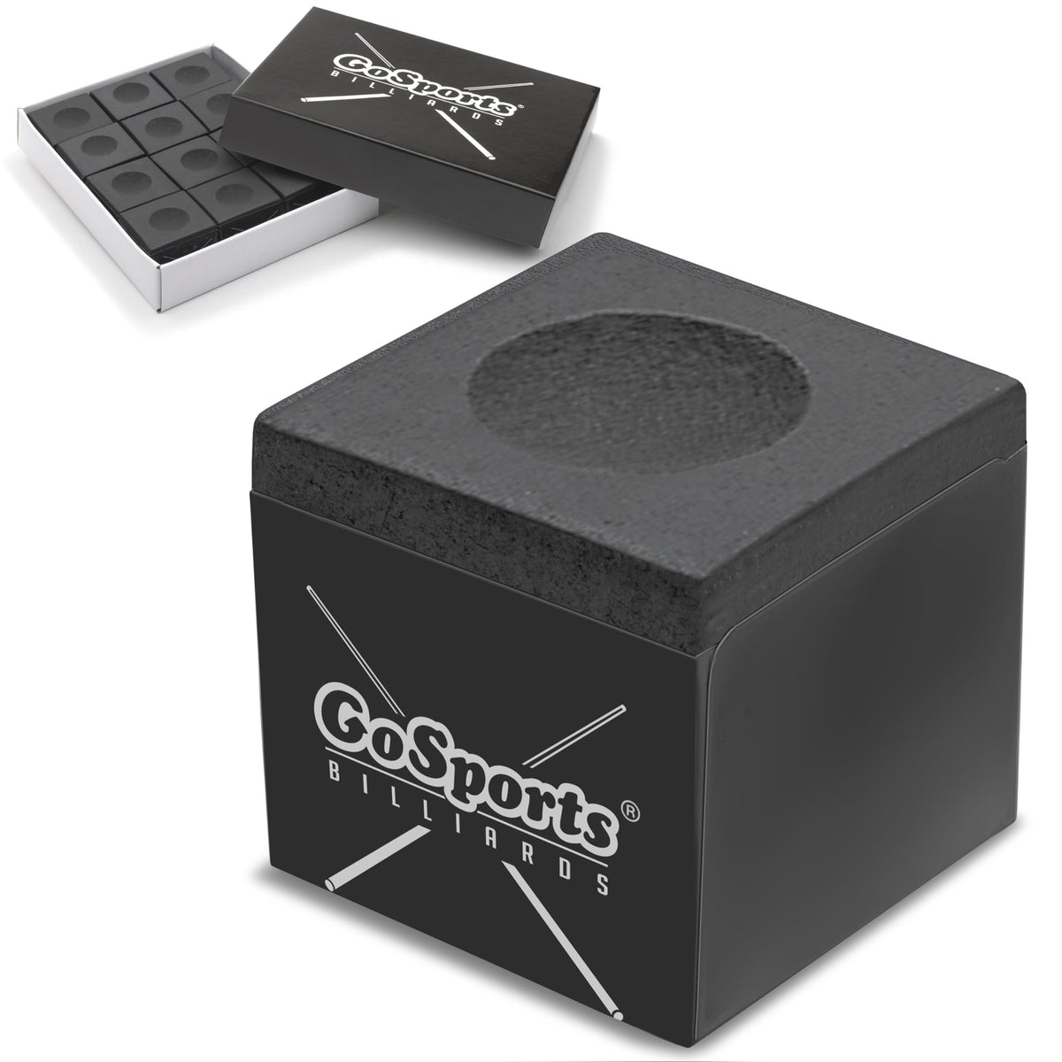 GoSports Premium Pool Cue Chalk Cube 12 Pack - Black Billiards Pool St ...