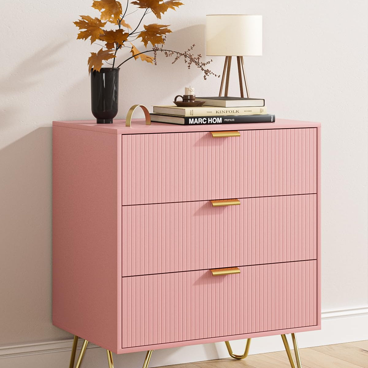 AEPOALUA Fluted 3 Drawer Dresser for Bedroom, Modern Storage Bedroom D ...