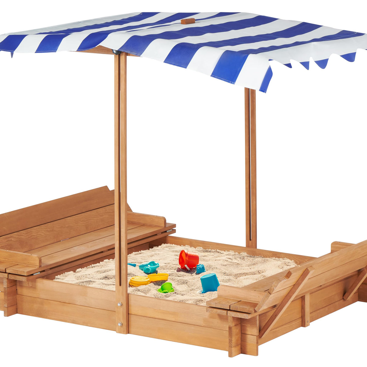 Mederra Kids Sandbox with Cover, 46'' Wooden Sand Box w/Adjustable Can ...