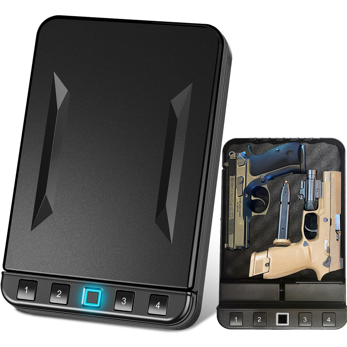 Biometric Gun Safe for Pistol, Quick Access Fingerprint Handgun Safe F ...