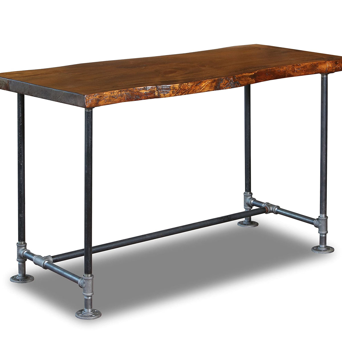 Southern Rustic Logwerks Industrial Pipe Desk Live Edge Top Vintage Ta ...