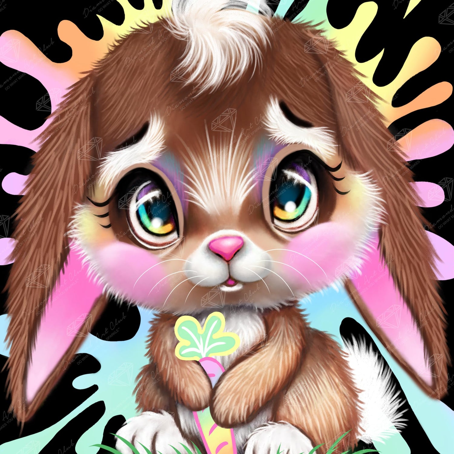 DIAMOND ART CLUB Rainbow Lil Bunny Diamond Painting Kit, Fun DIY Craft ...