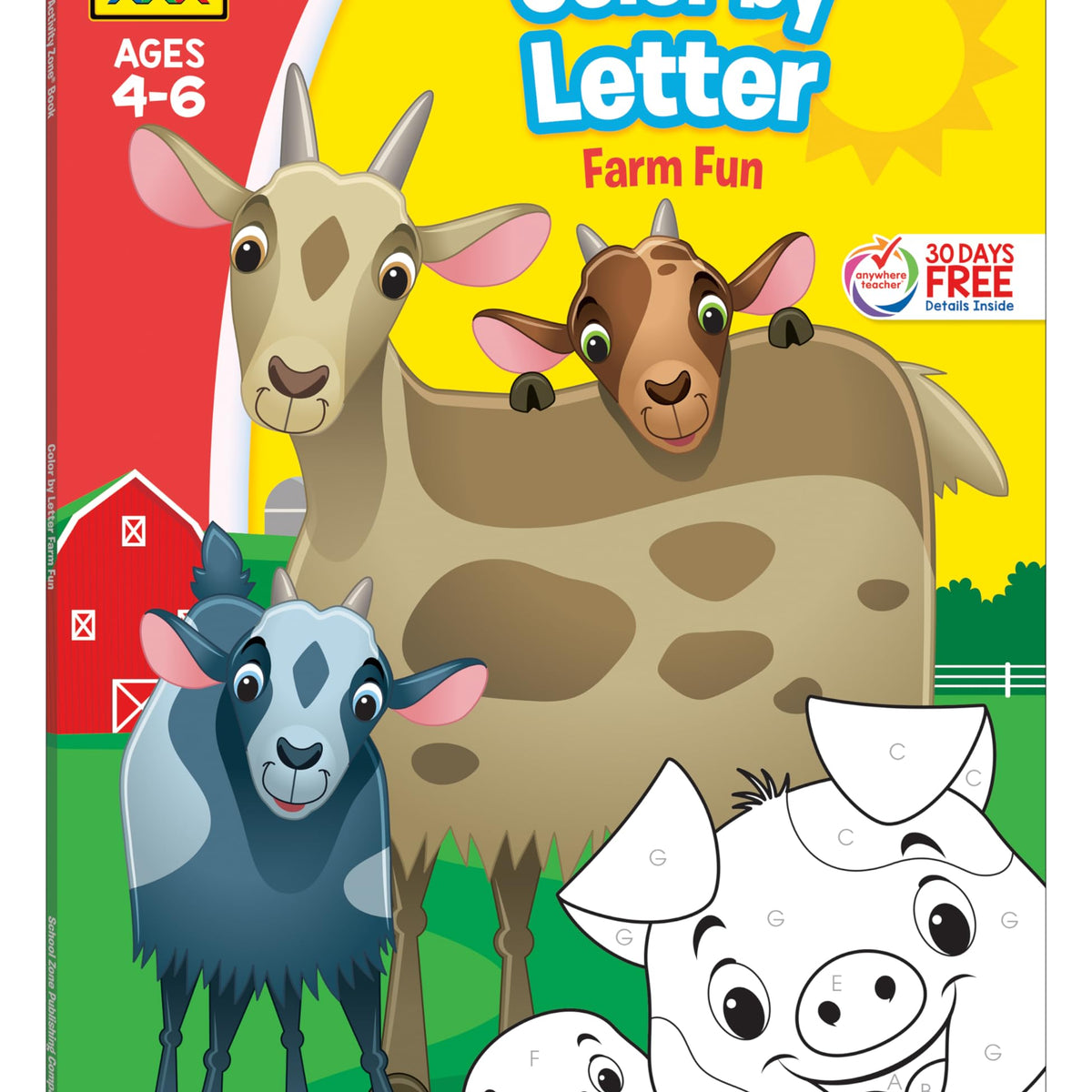 School Zone Color by Letter Farm Fun Workbook: 64 Pages, Preschool, Ki ...