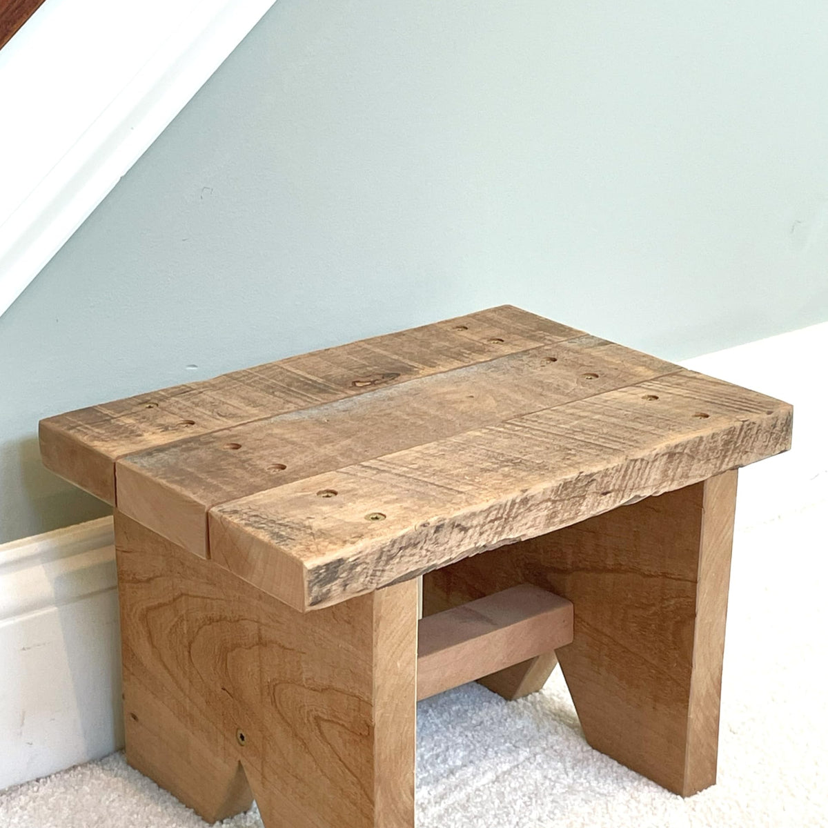 Classic Amish Reclaimed Wood Stool. Natural, Rustic, Solid. Versatile ...