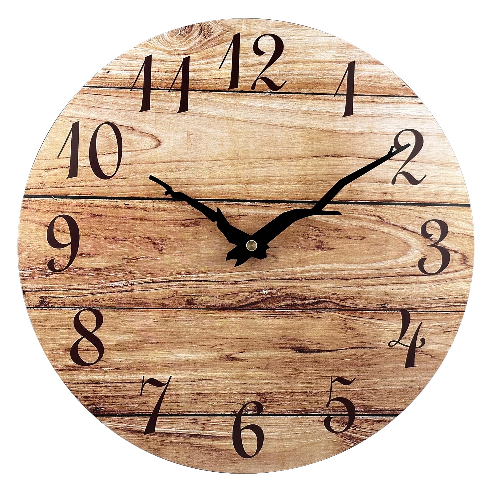 Plumeet Wall Clock, 12'' Frameless Wooden Wall Clocks with Silent ...