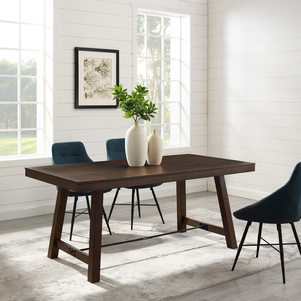 Walker Edison Liam Rustic Farmhouse Trestle Style Dining Table, 70 Inc ...