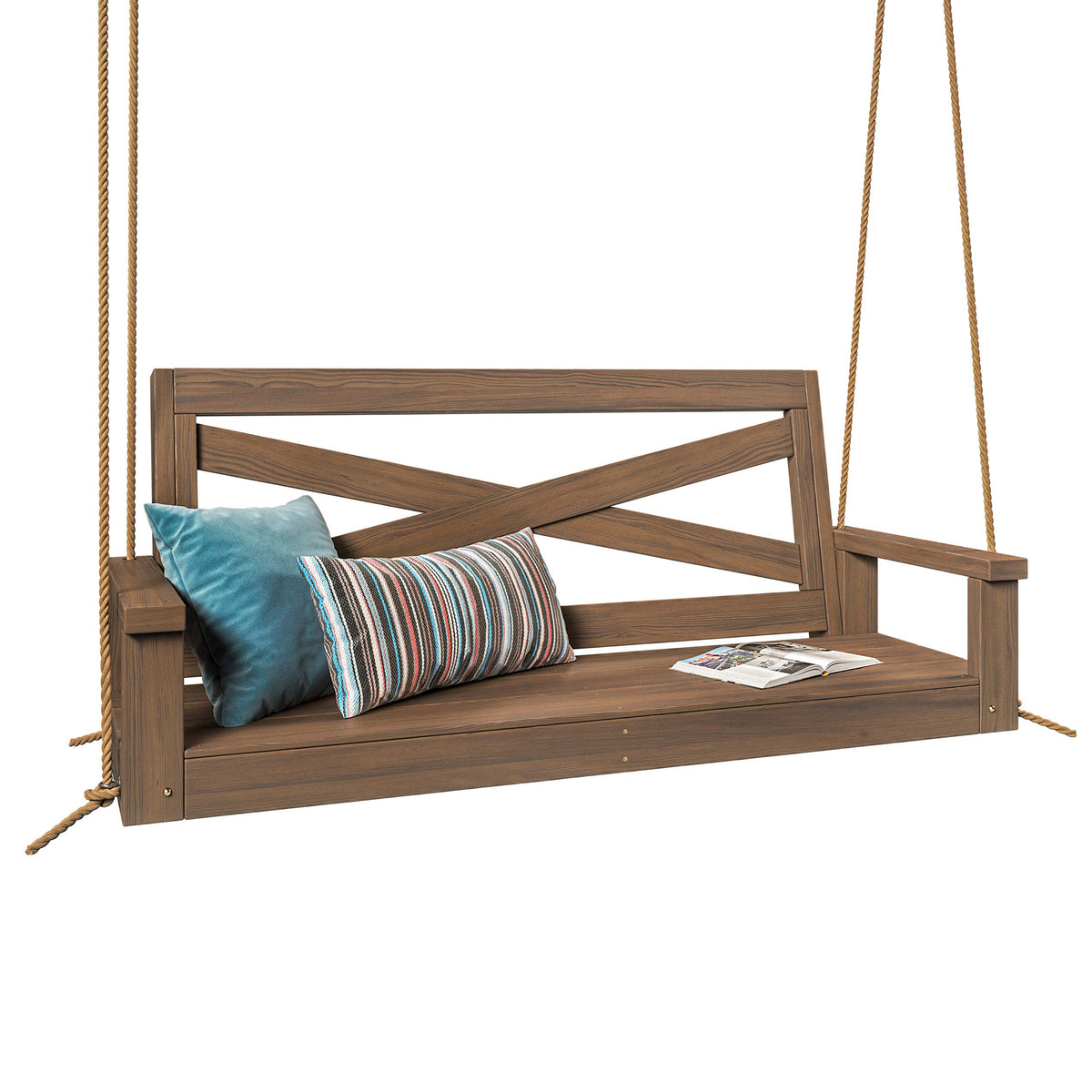 Porchgate Amish Heavy Duty 700 Lb Boardwalk Porch Swing W/Ropes (4 Foo ...