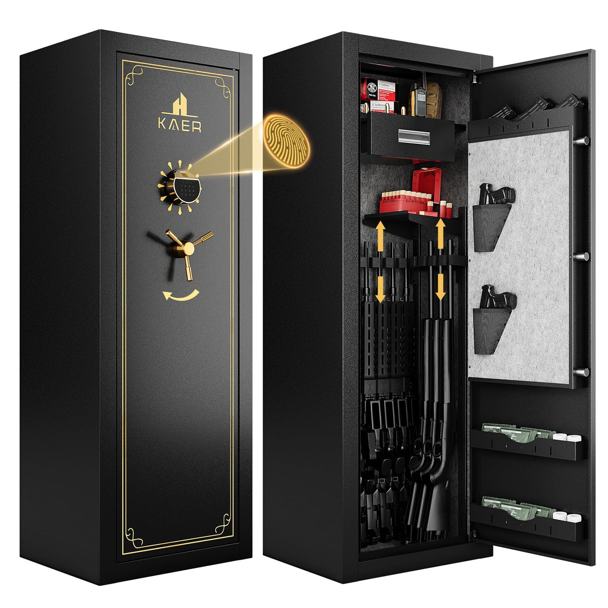 KAER 25 Gun Safe Biometric - Gun Safe for Rifles and Pistols Assembled ...