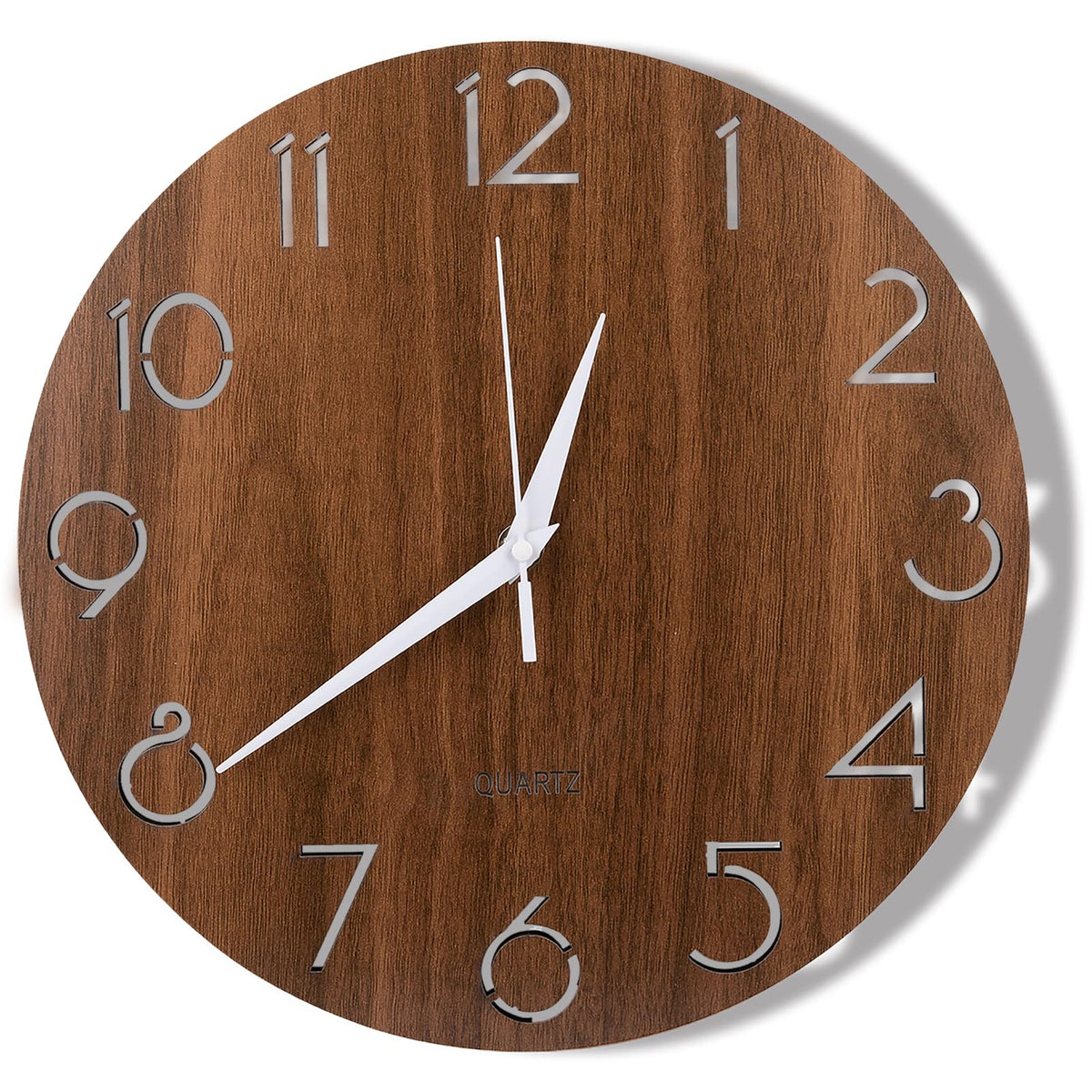 Nicunom 12 Inch Wooden Wall Clock, Cut-Out Numbers Design, Rustic Coun ...