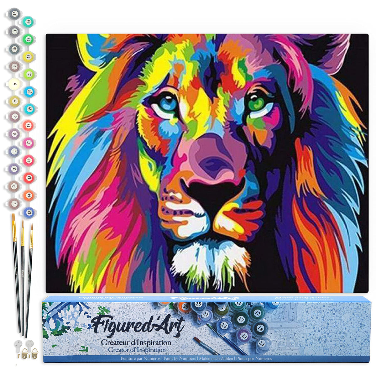 Figured'Art Paint by Numbers Kit for Adults Lion Pop Art 16"x20" - Cra ...