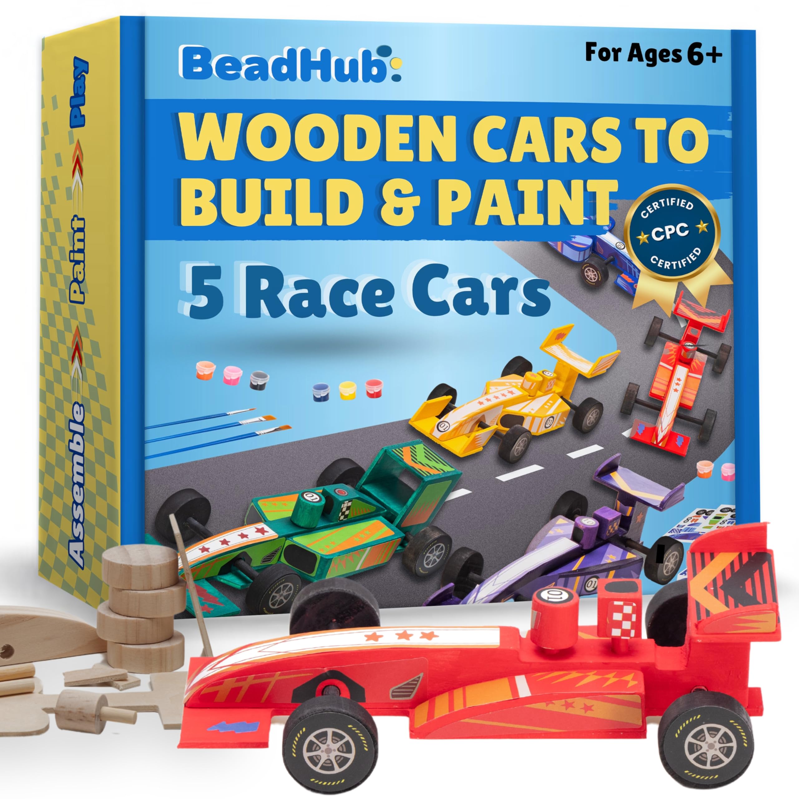 Build & Paint Your Own Wooden Cars-5 Unique & Easy Assemble Model Race ...