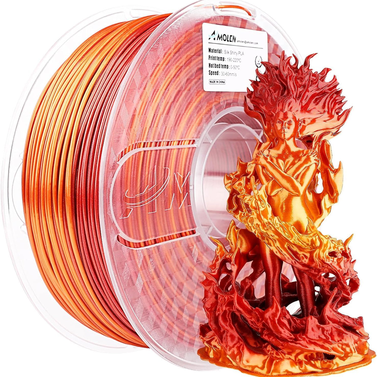 AMOLEN Silk PLA Gradient 3D Printing Filament, 1KG Spool 1.75mm Silk S ...