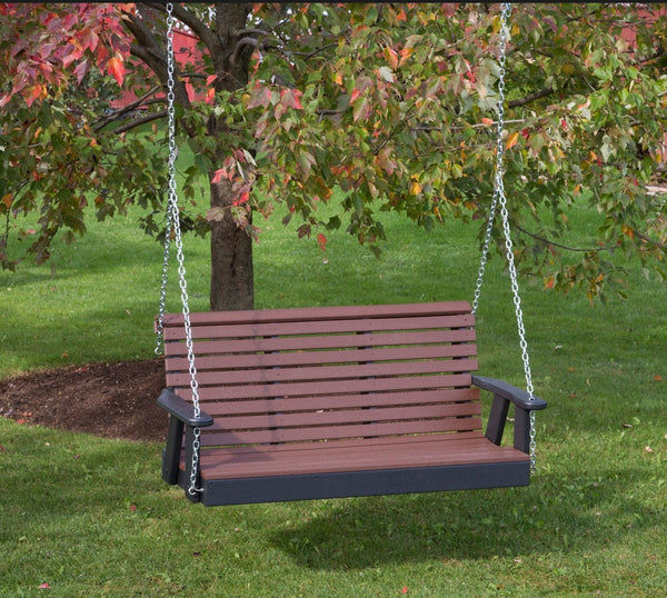 5FT-Cedar-Poly Lumber ROLL Back Porch Swing Heavy Duty Everlasting Pol ...