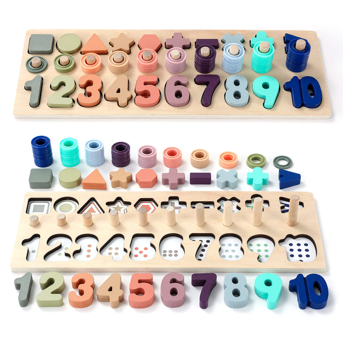 Toddler Montessori Toys Teaches Number, Counting, Math, Stacking Fun P ...