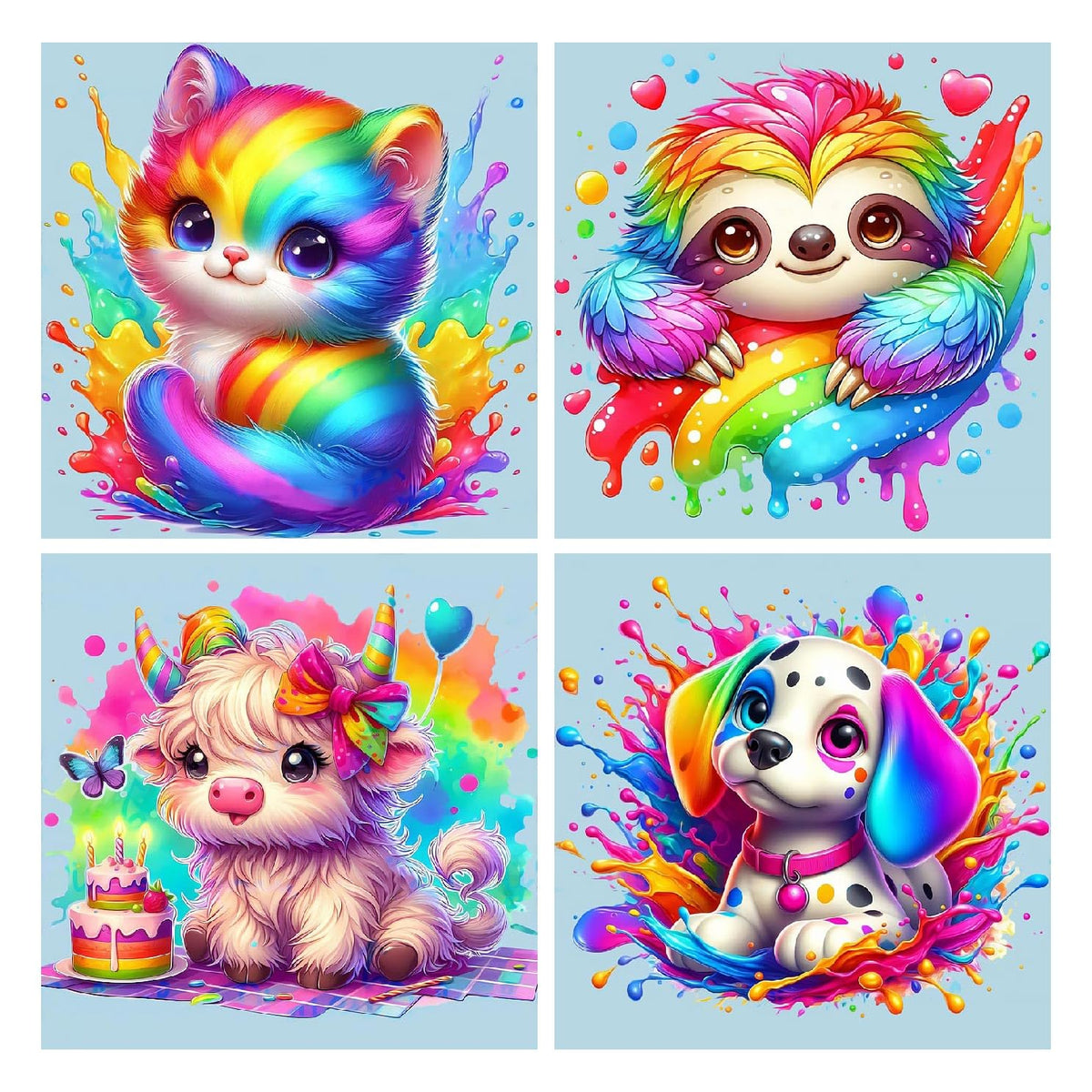 4 Pack Paint by Numbers 8x8 inch - Cute Animals Paint by Number for Ki ...