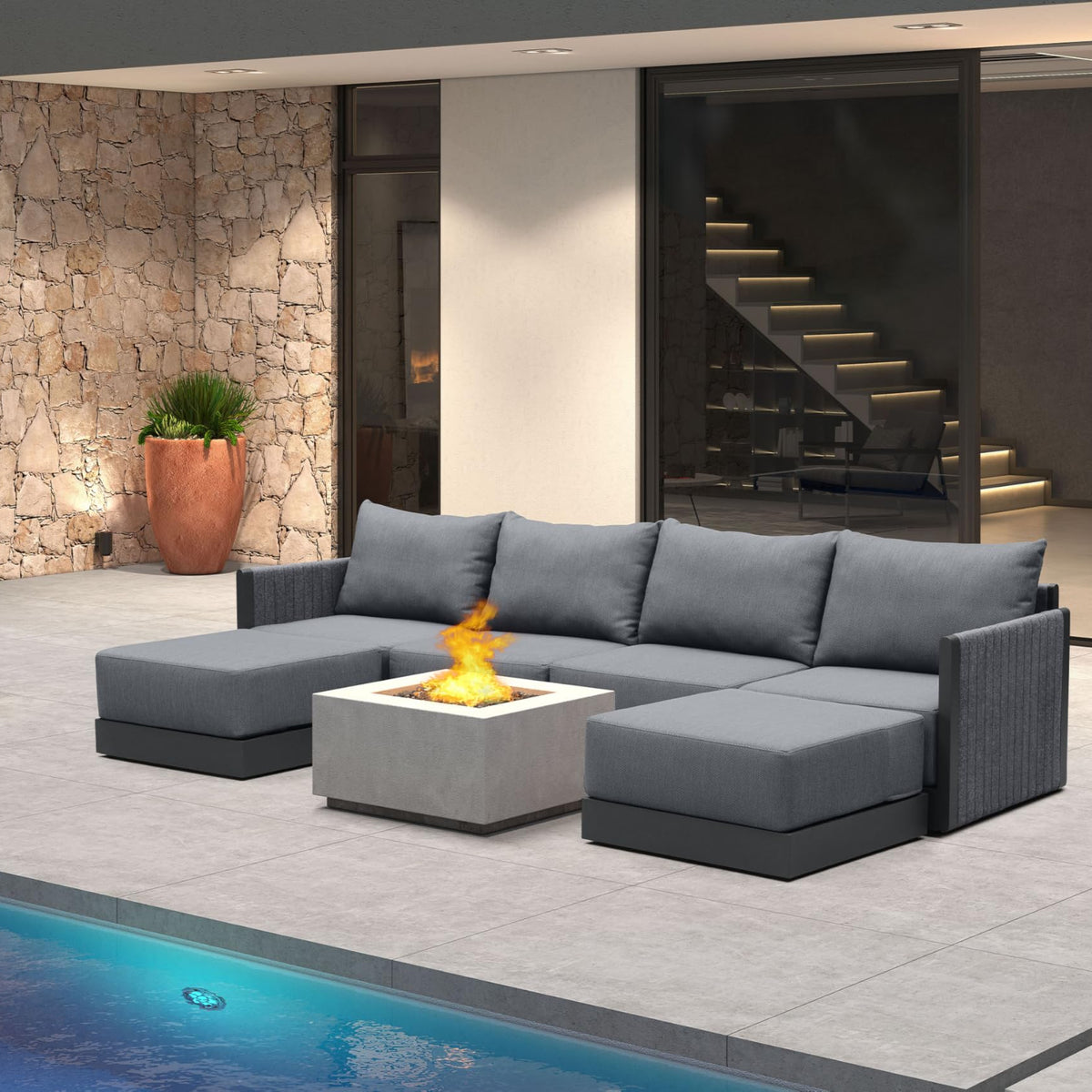 PURPLE LEAF Patio Furniture Set 6 Pieces Patio Seating Sofas with Otto ...