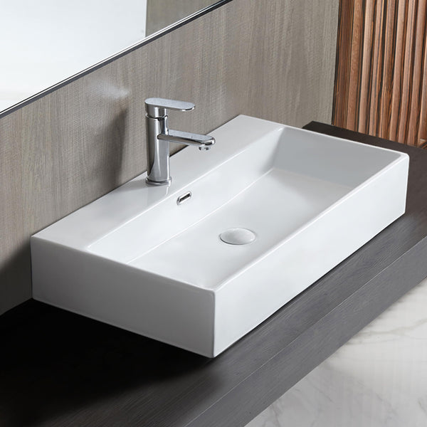 Eridanus Bathroom Sink 30" x 16" Rectangular Vessel Sink, Wall Mount A ...