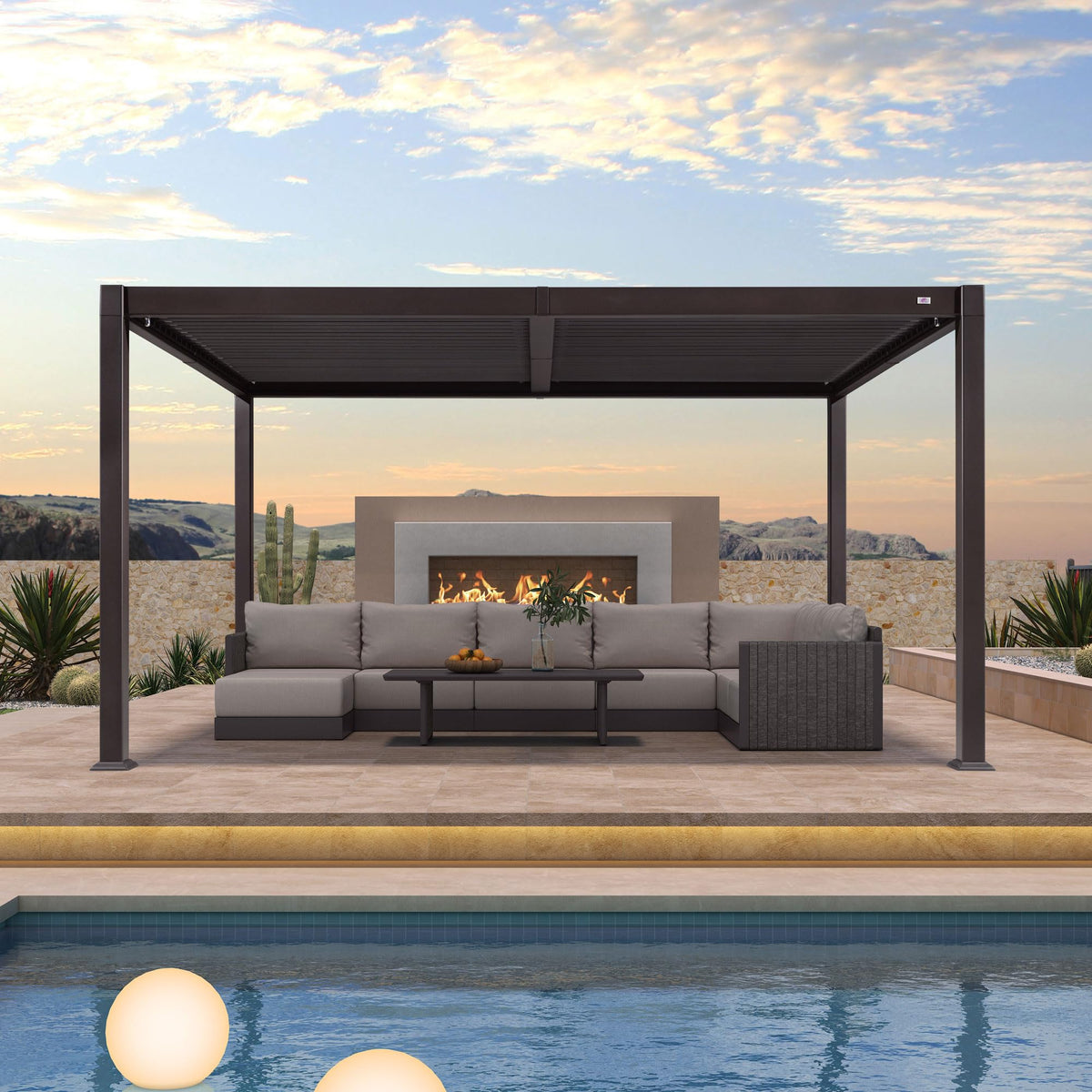 PURPLE LEAF 10' x 14' Louvered Pergola Outdoor Adjustable Louvre Shade ...