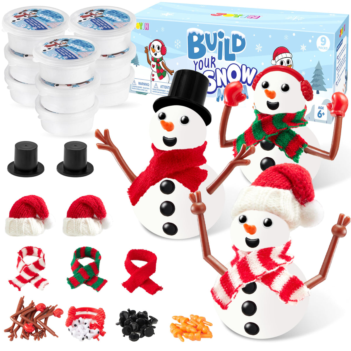 JOYIN Christmas Build Your Snowman Craft Kit, 3 Pack DIY Snowman Chris ...