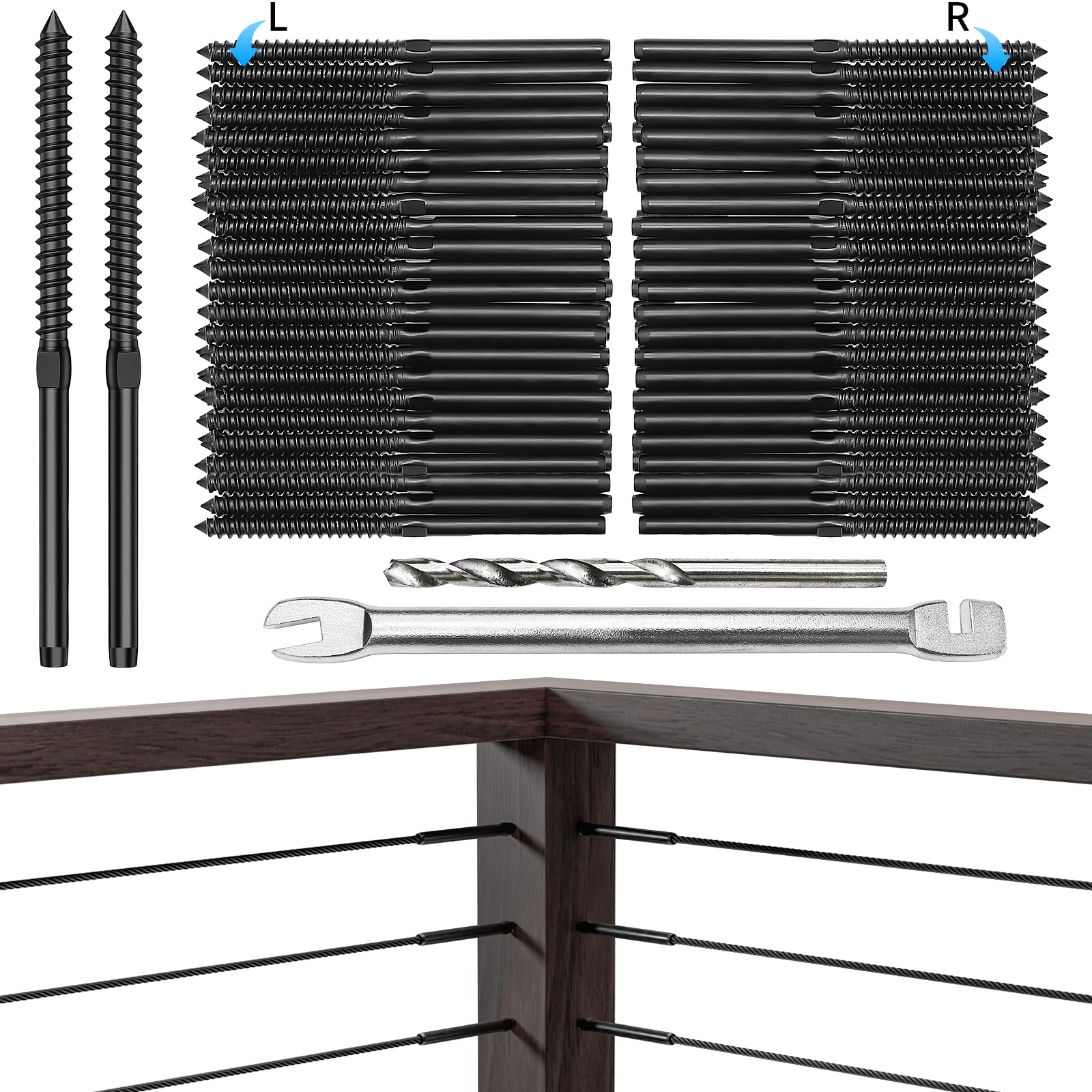 Swage Lag Screws for Cable Railing - 80 Pack Black T316 Stainless Steel ...