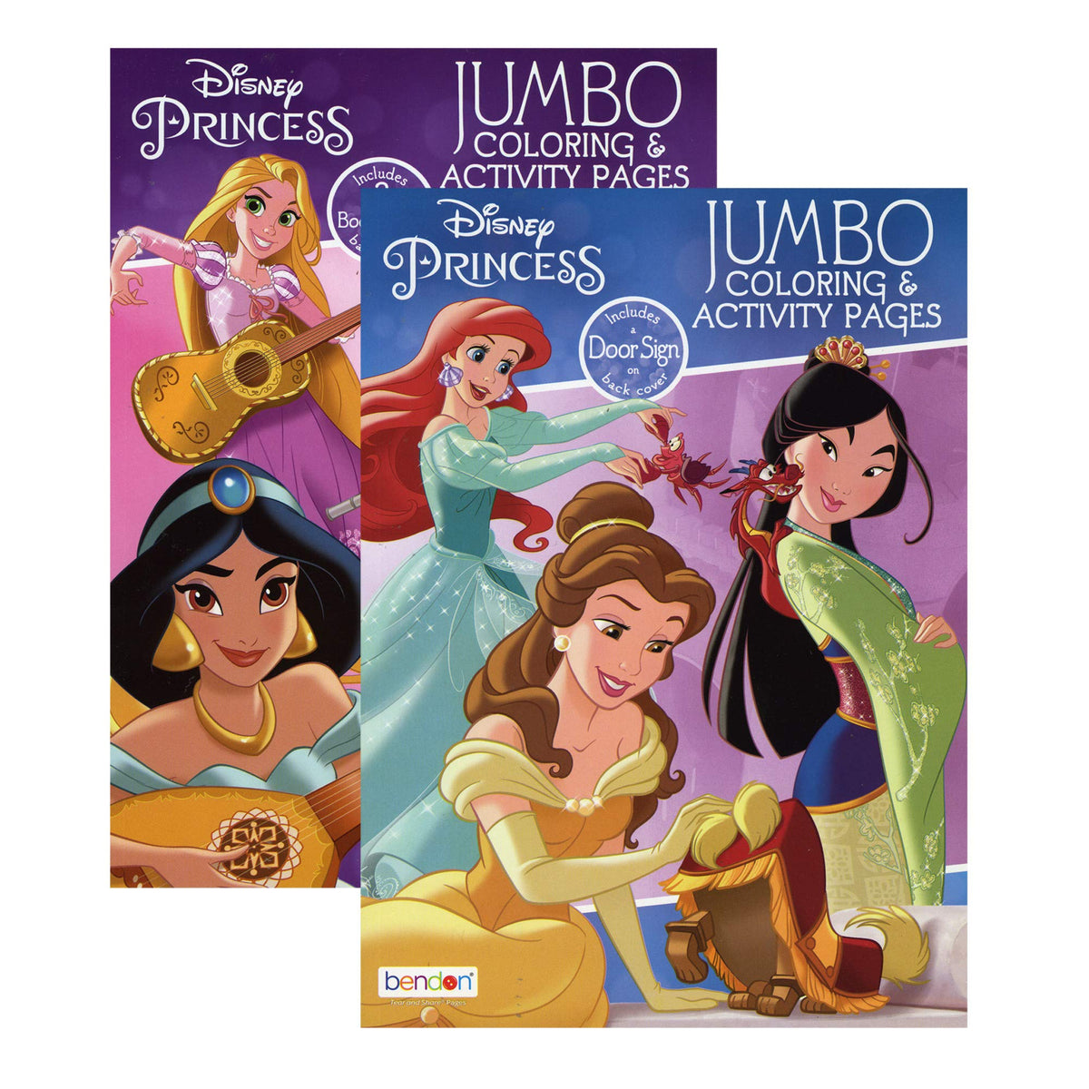Disney Princess Coloring Book 2 Titles, Fun Game Workbook for Learning ...