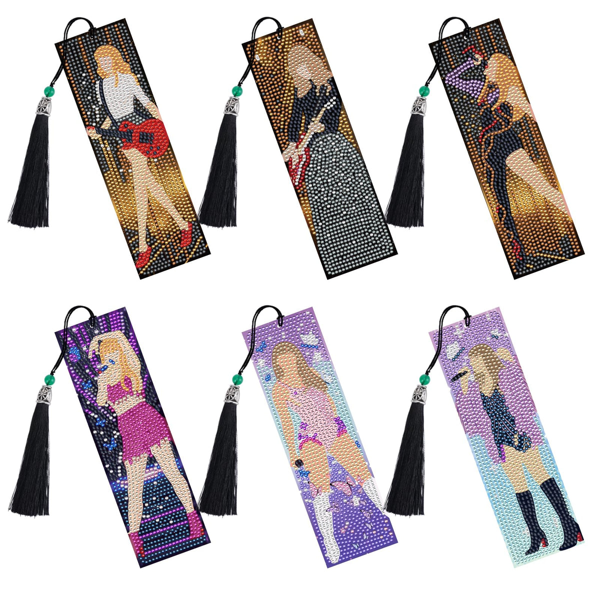 INCOK Singer Diamond Art Bookmarks - 6 Pcs DIY Pop Star Diamond Painti ...