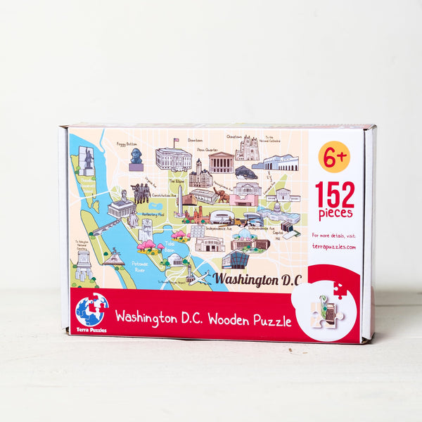 Terra Puzzles Washington DC Illustrated Map Wooden Jigsaw Puzzle - 152 ...