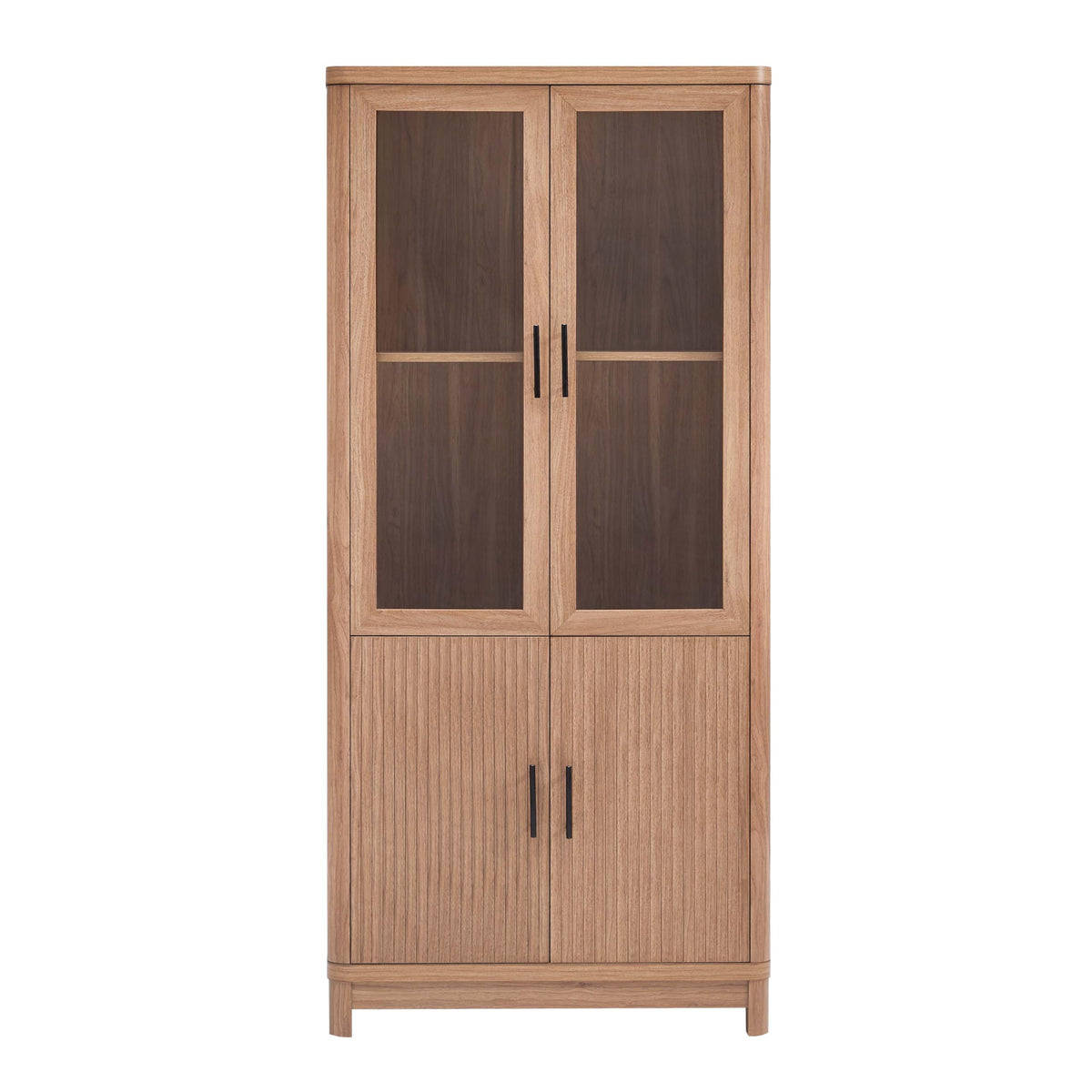 Manhattan Comfort Jodie Bookcase with 6 Adjustable Shelves, Tempered G ...