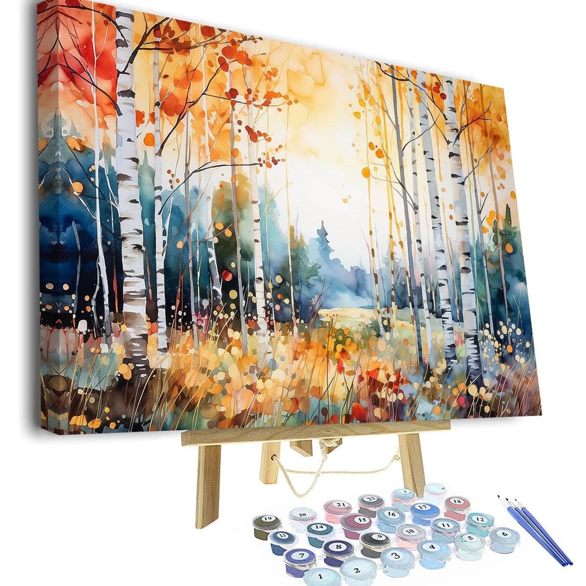 Paint by Numbers Birch Forest in Autumn Season DIY Paint by Numbers Ki ...