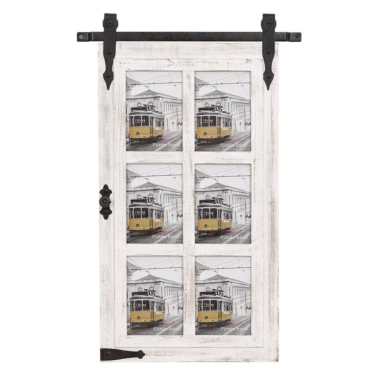 RiteSune White Wooden Barn Door 5x7 Photo Picture Frame Collage Wall M ...