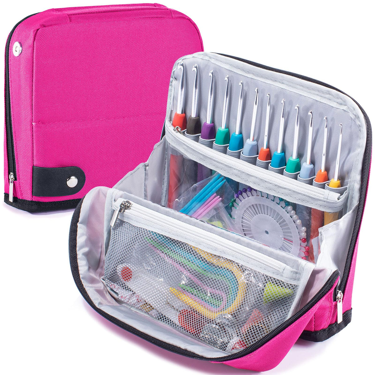 MYBAGZING Crochet Hook Case Empty - Crochet Hook Organizer Case Stand ...
