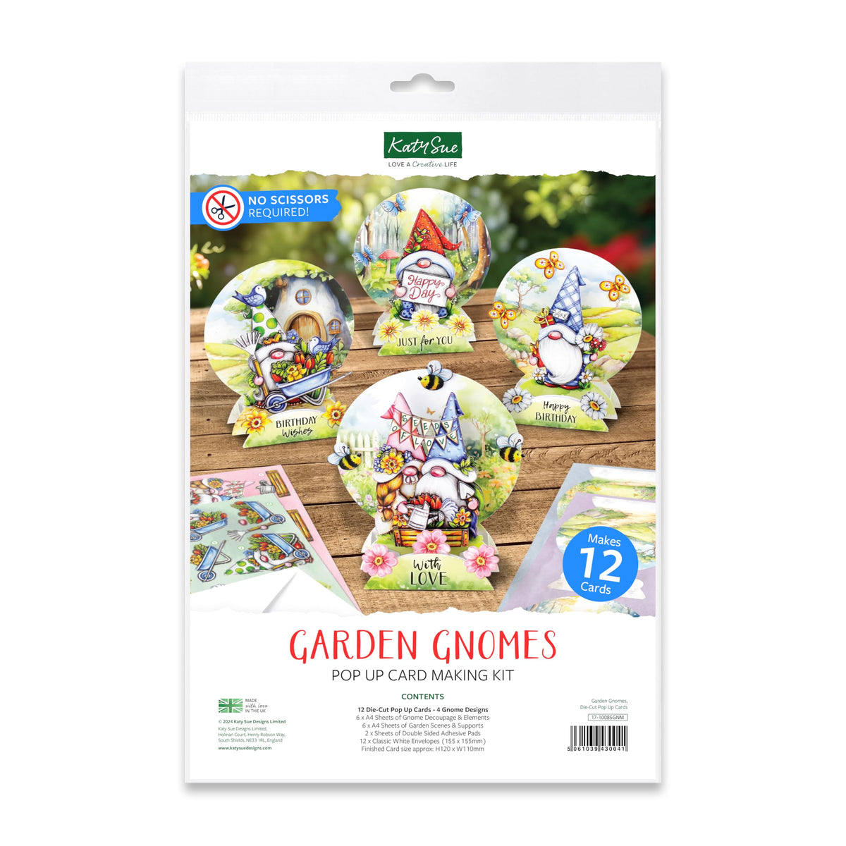 Katy Sue Garden Gnomes Die-Cut Pop-Up Card Making Kit for Adults. Make ...