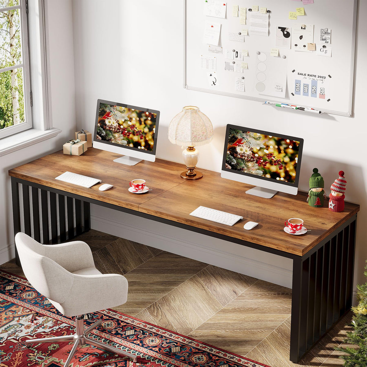 Tribesigns 78" Modern Large Office Desk, 2-Person Computer Workstation ...