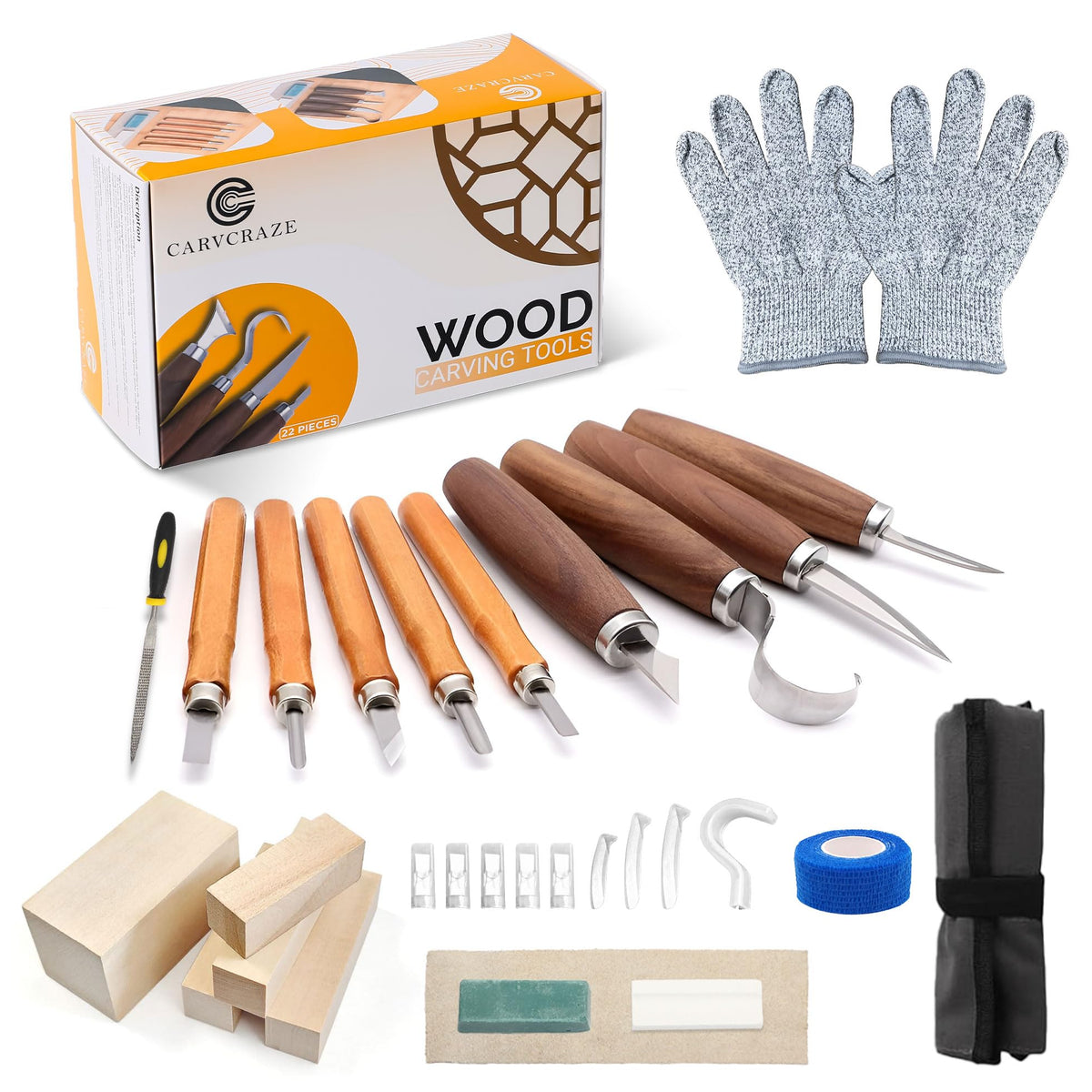 CARVCRAZE Wood Carving Tools Set 30-in-1 Wood Carving Knife Kit, Whitt ...