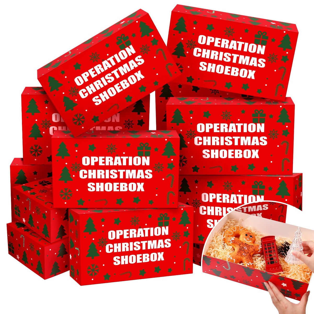 Tenceur 12 Pack Christmas Gift Boxes with Lid for Operation Christmas ...