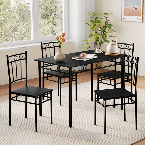 Vipbear Kitchen Dining Table Set for 4, 5-Piece Kitchen Table Set,Dini ...