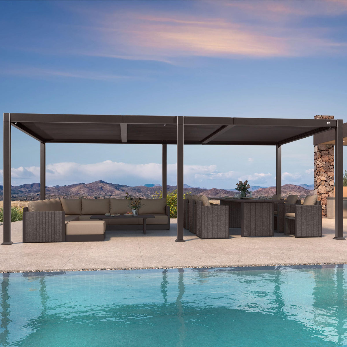 PURPLE LEAF 11' x 21' Louvered Pergola Outdoor Adjustable Louvre Shade ...