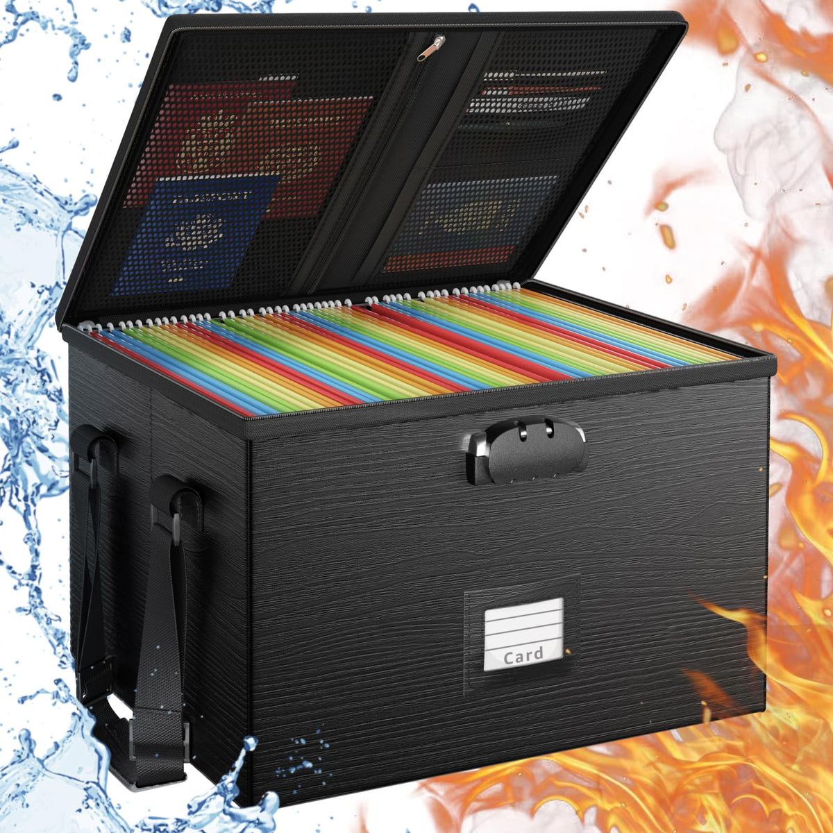 ROSONG Fireproof Document Box File Organizer - Portable Locking Filing ...