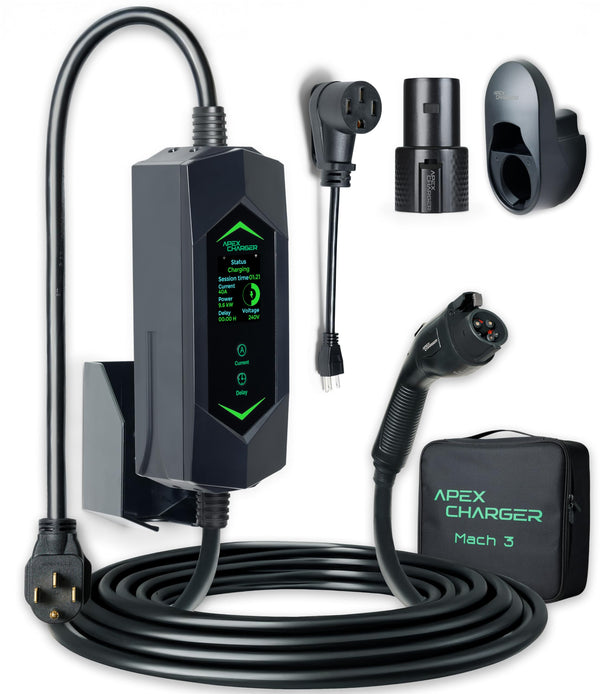 MACH 3 Fast 40 Amp Level 1&2 Portable EV Charger, Electric Vehicle Cha ...
