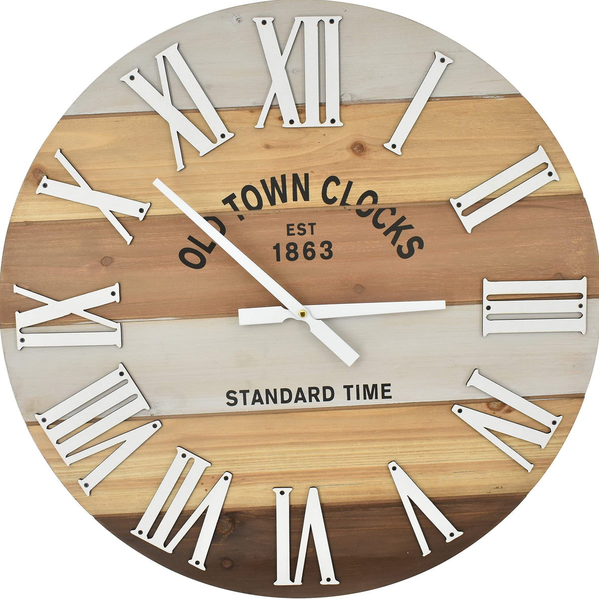 Oldtown Clocks 18" Wooden Multi Color Rustic Farmhouse Wall Clock (Woo ...