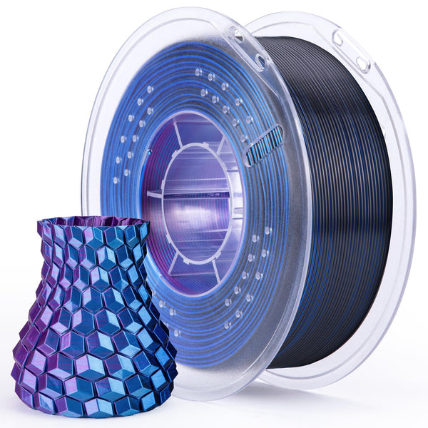ELEGOO Silk PLA Filament Triple Colors Blue Purple Black, Shiny Tri-Co ...