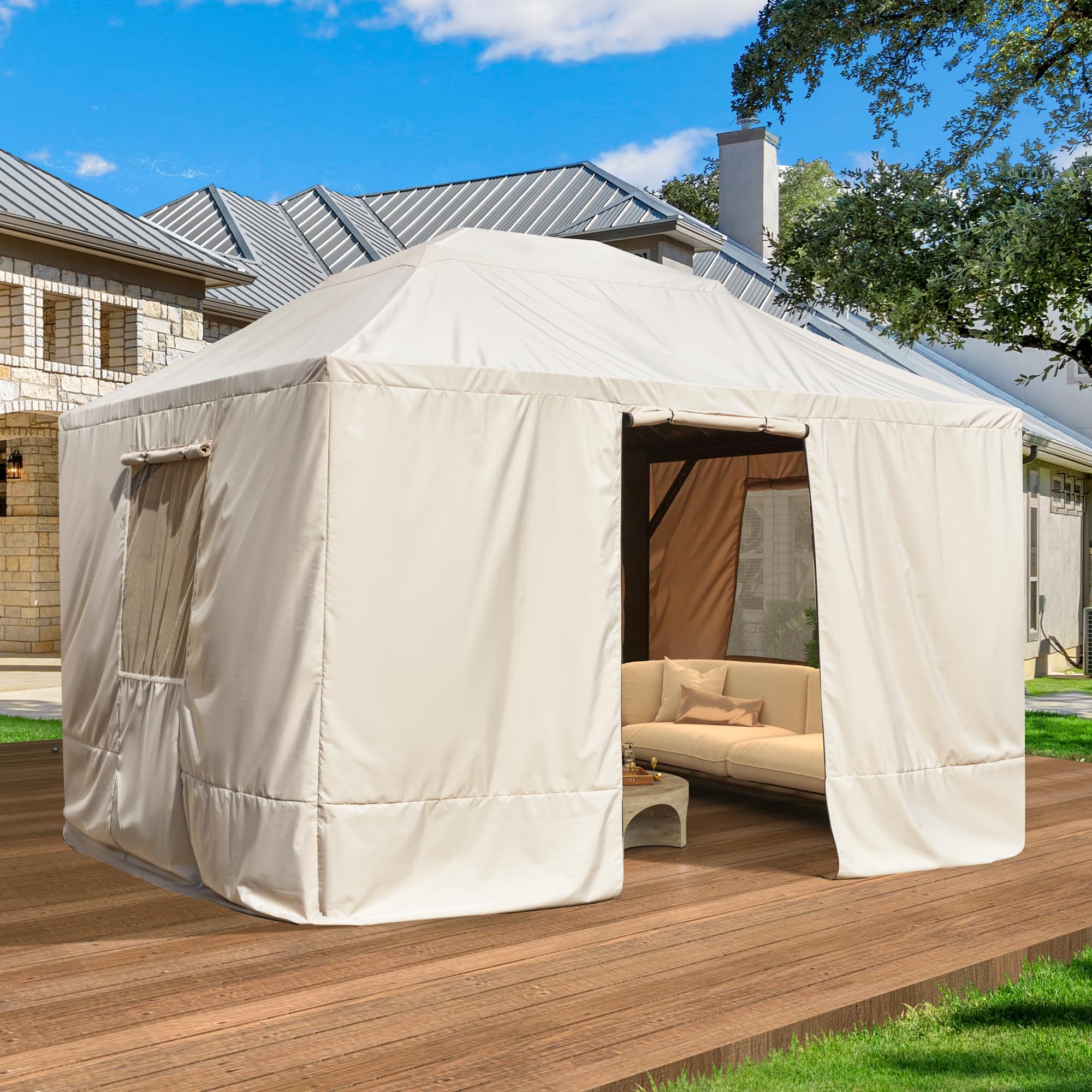 EROMMY Gazebo Cover for 10'x12' Gazebos,Outoor Waterproof Winter Gazebo ...