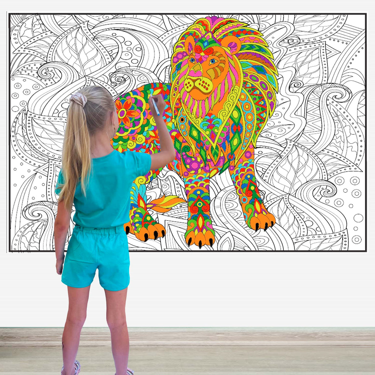 Giant Coloring Poster for Adults and Kids - Lion Jumbo Wall Coloring A ...