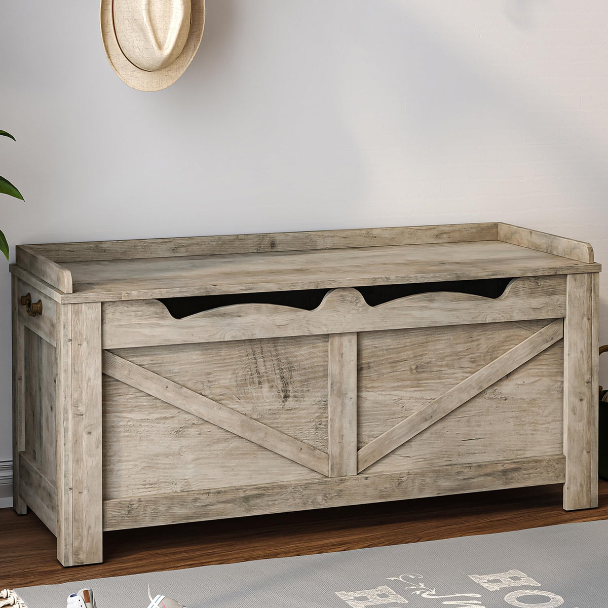 Hzuaneri 39.4" Storage Chest, Lift-Top Storage Trunk with 2 Safety Hin ...