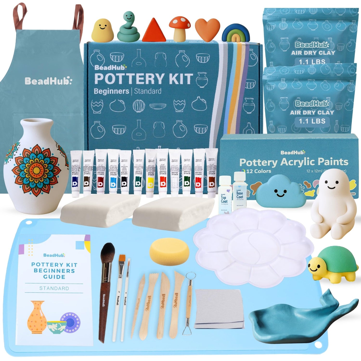 Pottery Kit for Beginners 2.2Lbs Air Dry Clay for Adults with Sculptin ...