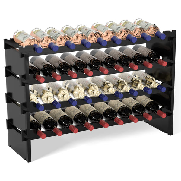 Domax Wine Rack Freestanding Floor - 4 Tiers Stackable Wine Rack 36 Bo ...