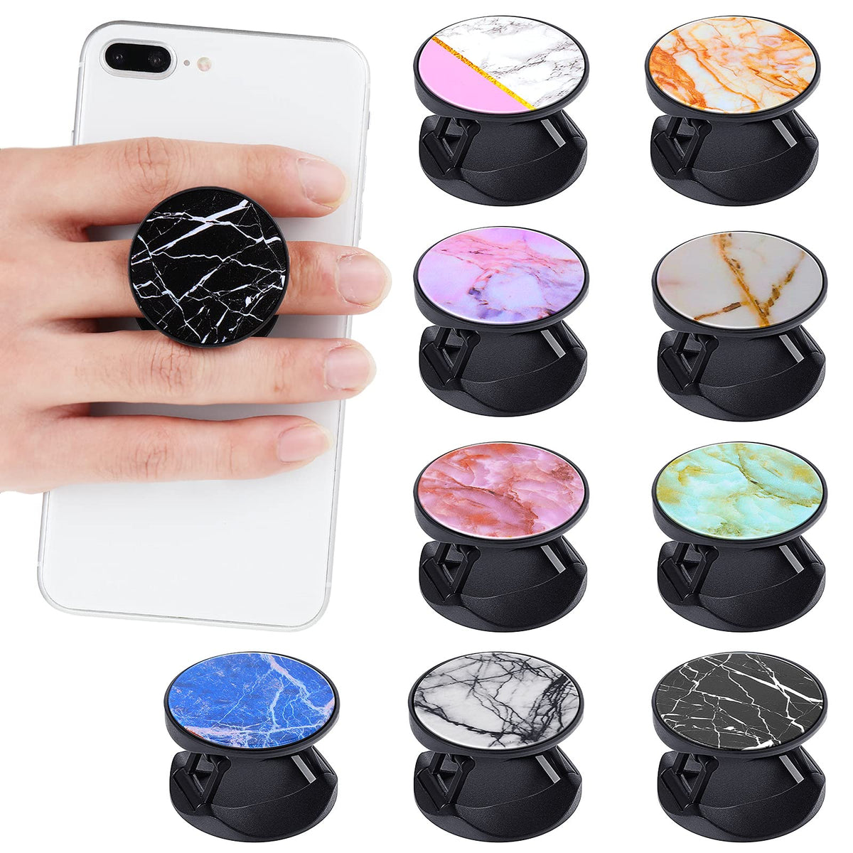 Honoson 9 Pieces Cell Phone Grip Holder Collapsible Phone Holder Color ...