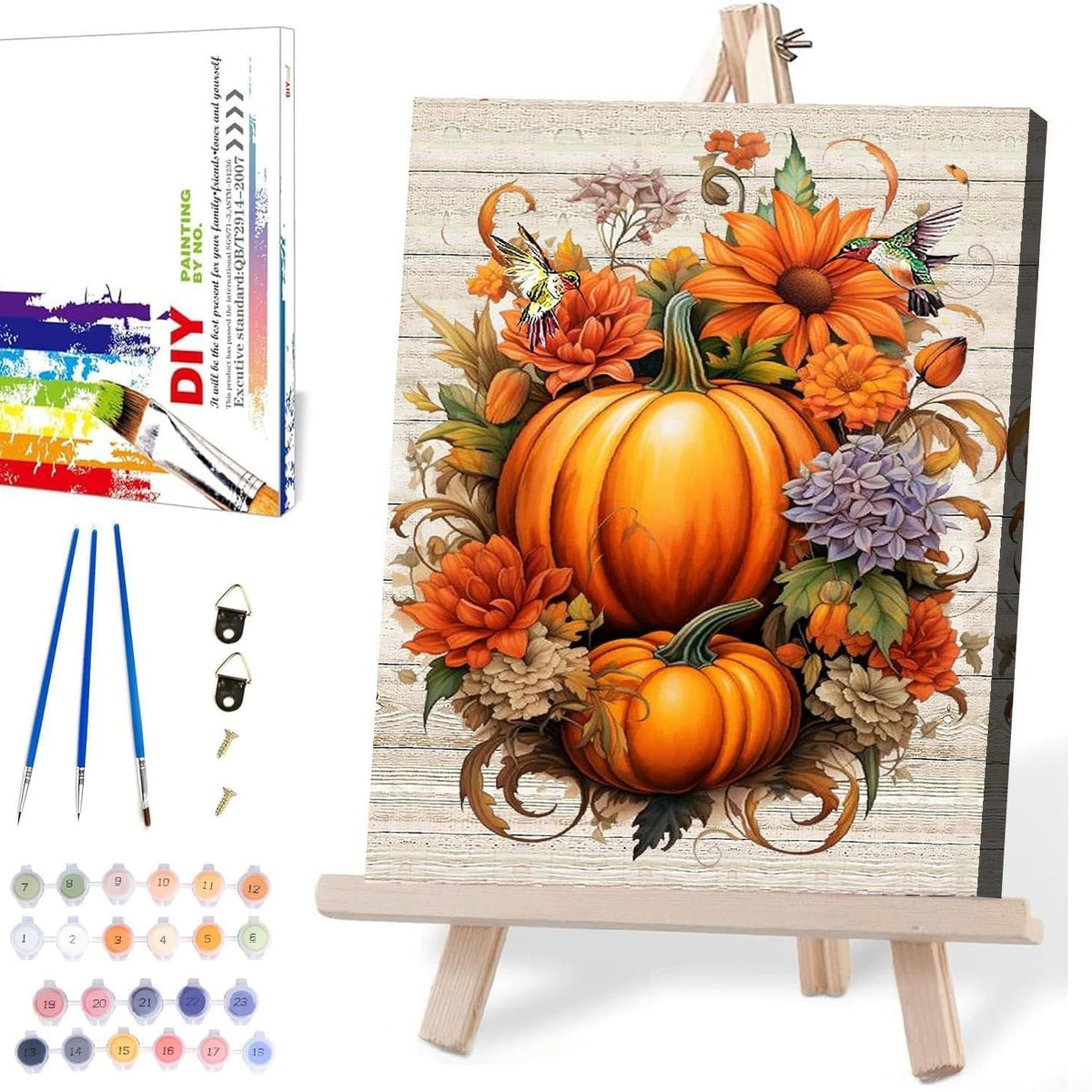 Fall Paint by Numbers for Adults with Framed Canvas-with Wooden Easel ...