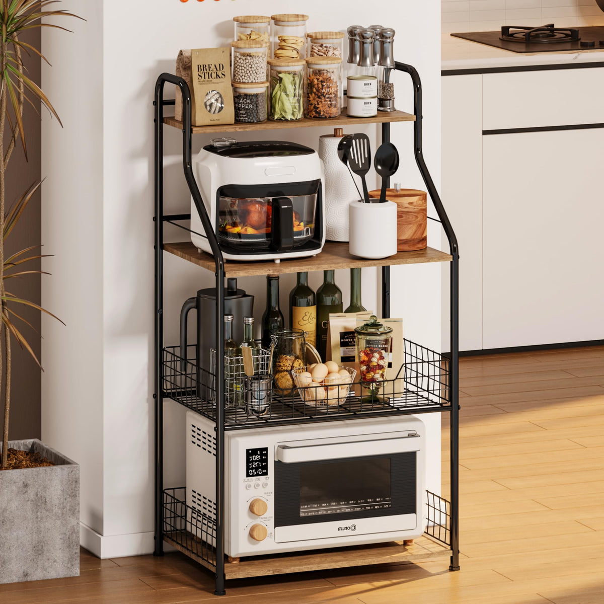 Microwave Stand with Storage 4-Tier, Bakers Racks for Kitchens, Coffee ...
